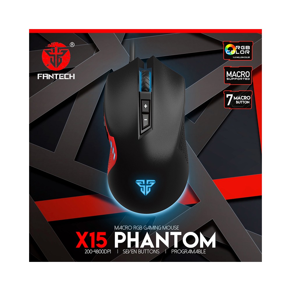 เกมมิ่งเม้าส์ Fantech X15 Phantom Macro RGB Gaming Mouse
