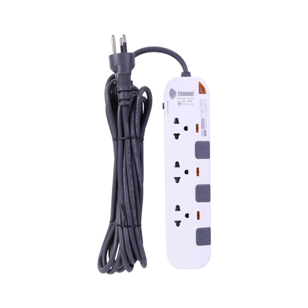 Toshino Plug 3 Way 3 Switch 5M. (P3375-5M) White/Grey ช้อปเลยที่ BaNANA ...