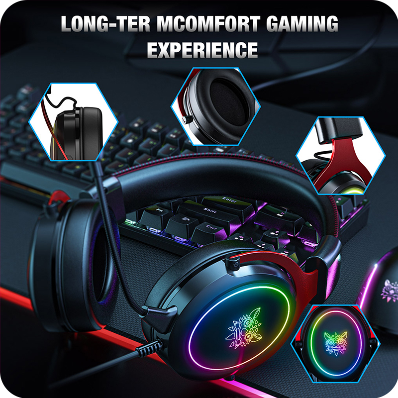 Onikuma Gaming Headset X10 RGB Black/Red
