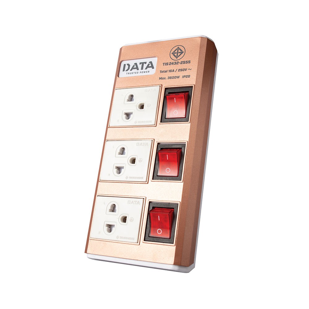 DATA Plug 3 Way 3 Switch 3M. TIS HMDU3656 M3G Copper