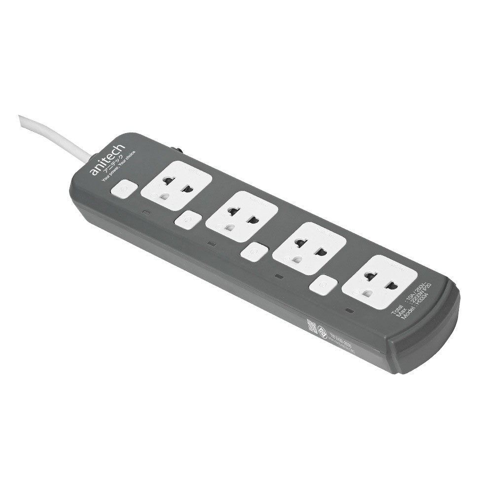 ปลั๊กไฟฟ้า Anitech Plug 4 Way 4 Switch 3 M. TIS. H3334 Grey
