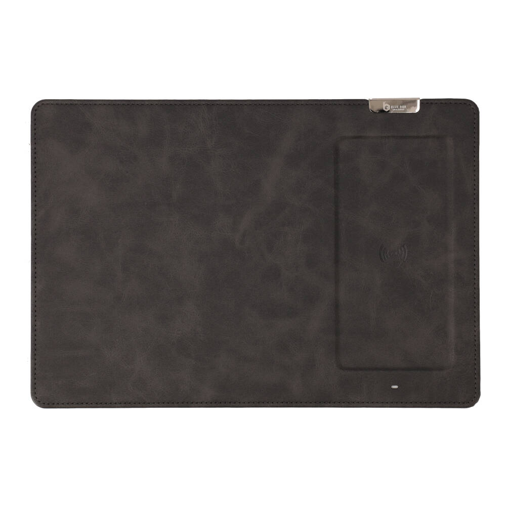 แผ่นรองเมาส์ Blue Box Wireless Charging Mousepad 10W PU Black
