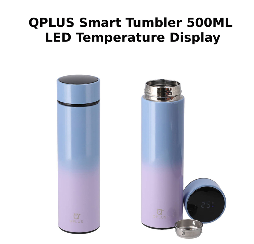 กระบอกน้ำเก็บอุณหภูมิ QPLUS Smart Tumbler 500ML LED Temperature Display Blue/Purple