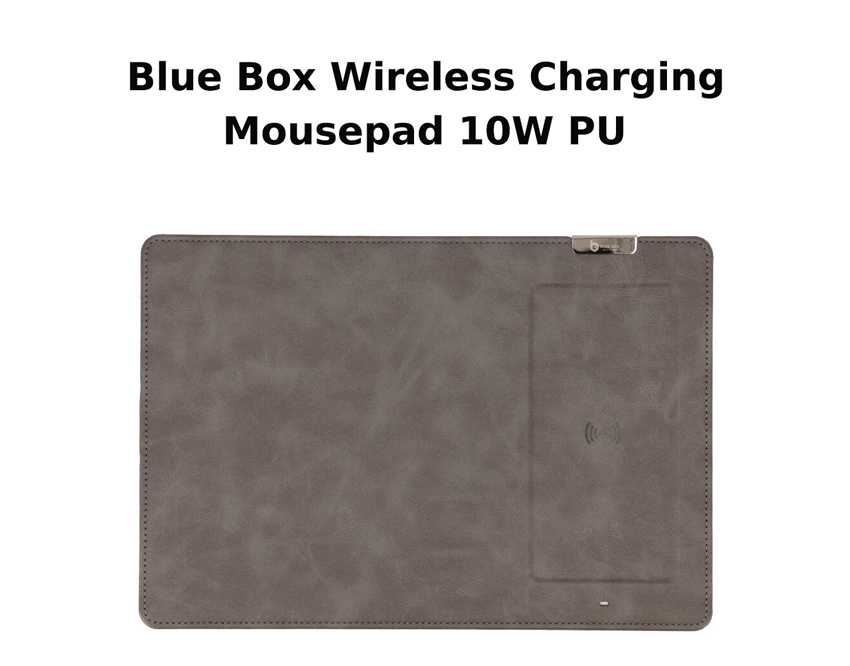 แผ่นรองเมาส์ Blue Box Wireless Charging Mousepad 10W PU Gray
