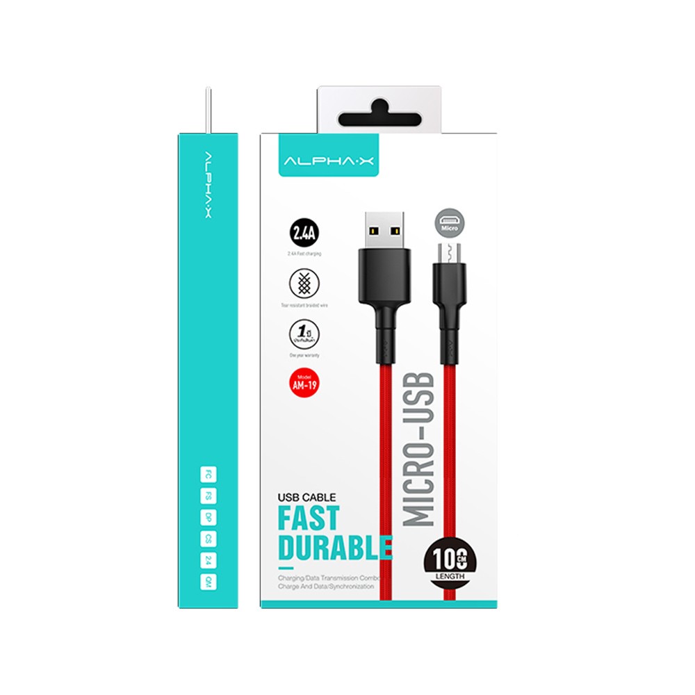 สายชาร์จ Alpha Micro USB Cable 1M. AM-19 Black