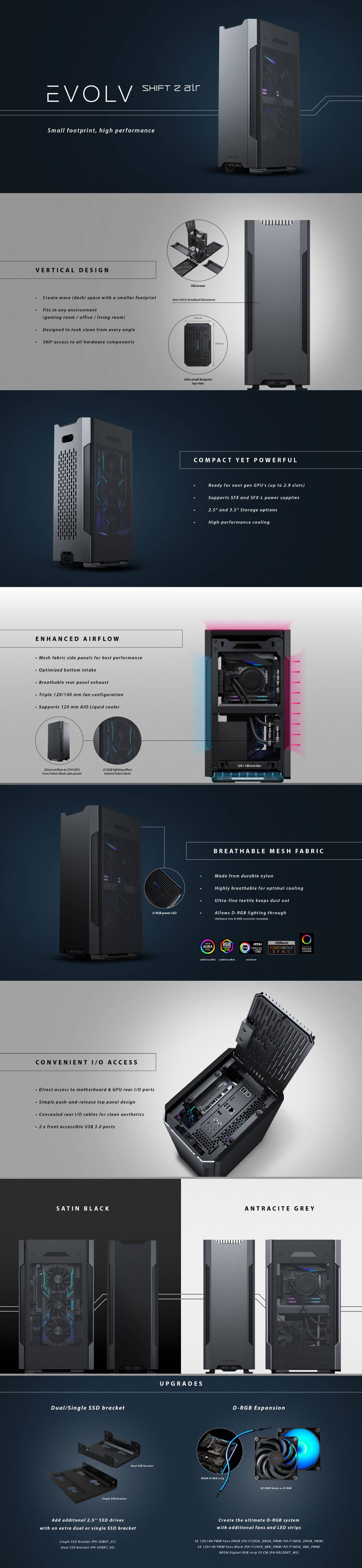 เคสคอมพิวเตอร์ Phanteks Computer Case Evolv Shift AIR 2 ITX Fabric Mesh ...