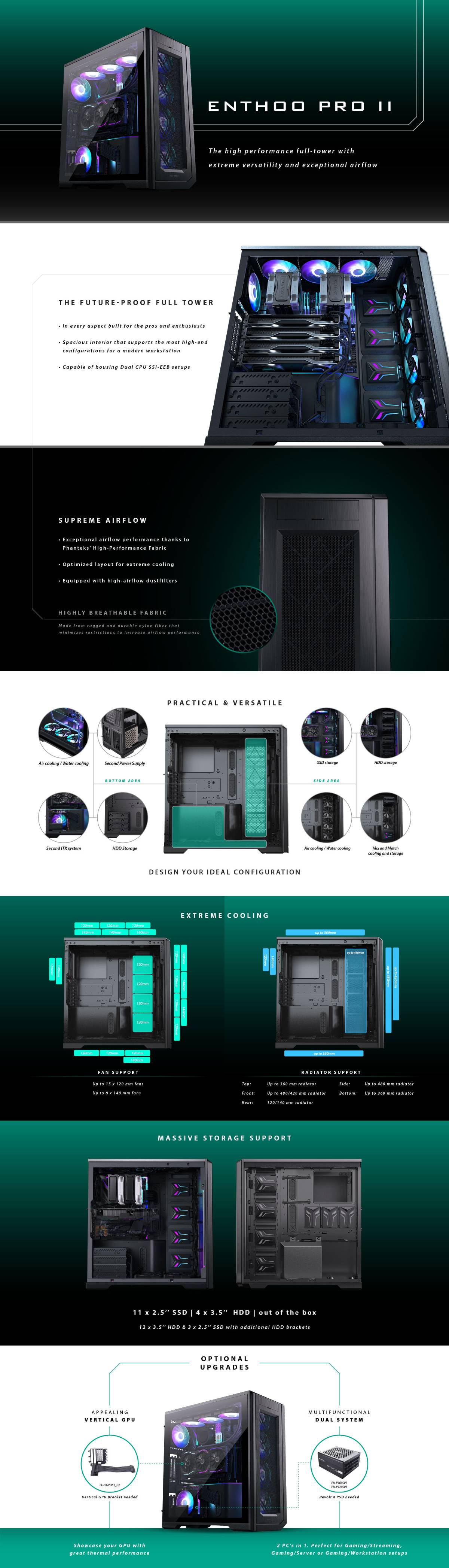 เคสคอมพิวเตอร์ Phanteks Computer Case Enthoo Pro II 620 Full Tower TG ...
