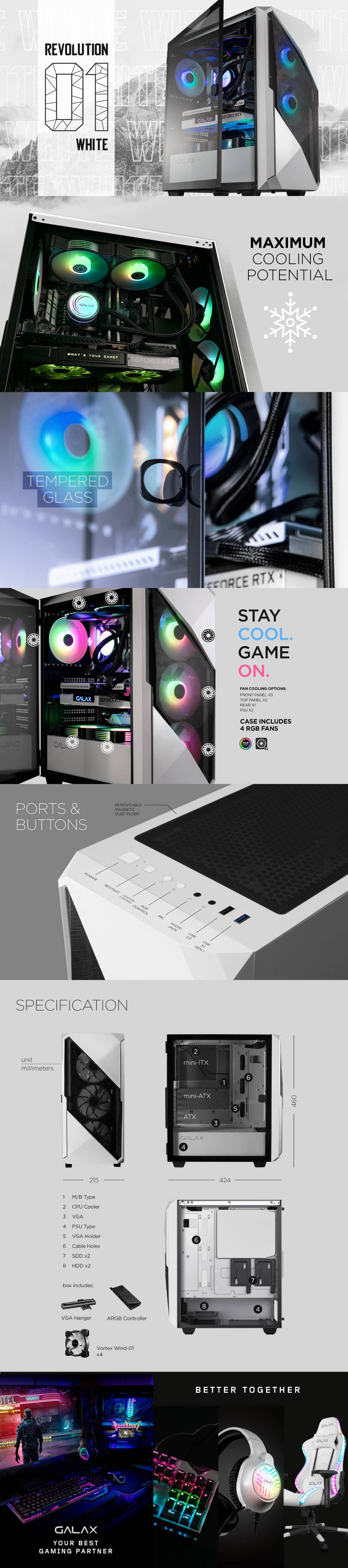 เคสคอมพิวเตอร์ GALAX Computer Case Revolution-01 White