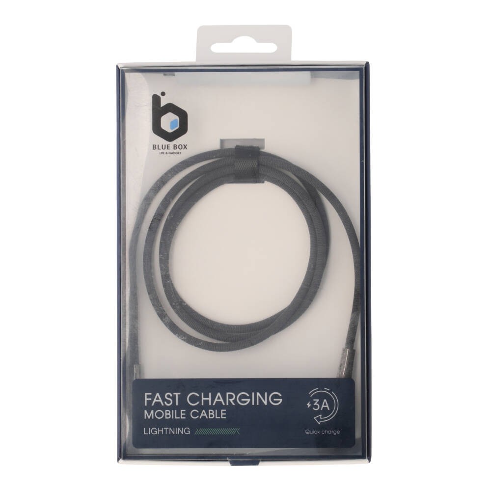 สายชาร์จไอโฟน Blue Box Lightning Cable Copper+Knitting wire 1M. 3A Dark ...