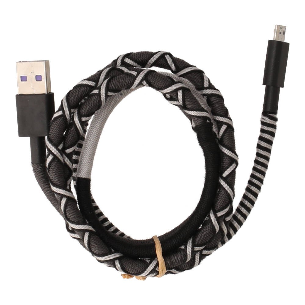 สายชาร์จ QPLUS Micro USB Cable 3A Braided 1 M. Grey/Black/Black#12