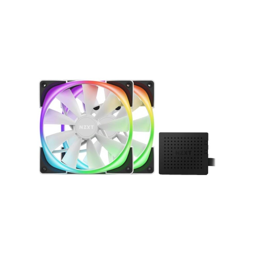 พัดลมระบายความร้อนติดเคส NZXT FAN AER RGB2 Starter PACK TWIN 140mm. White