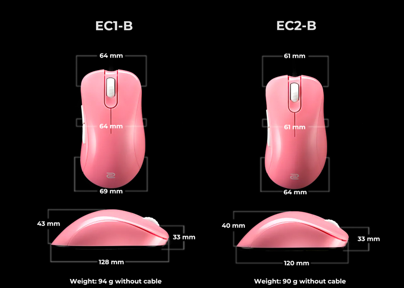 เมาส์เกมมิ่ง ZOWIE Gaming Mouse EC1-B Pink