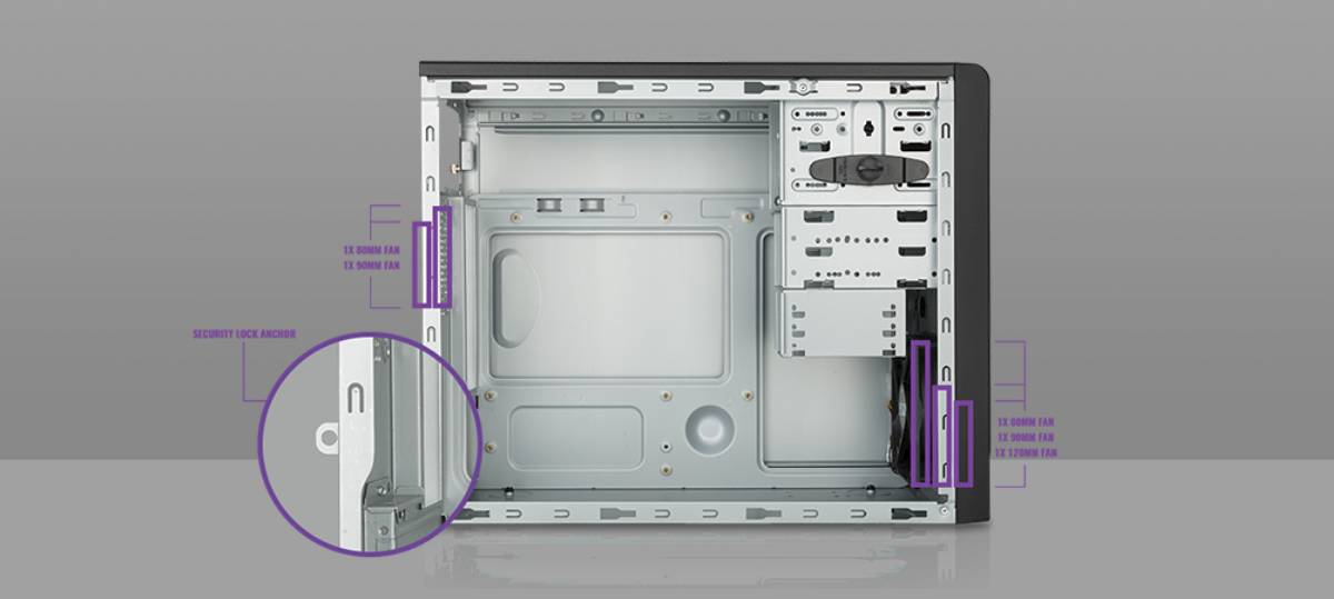 เคสคอมพิวเตอร์ Cooler Master Computer Case MasterBox E300L Black - Blue Trim