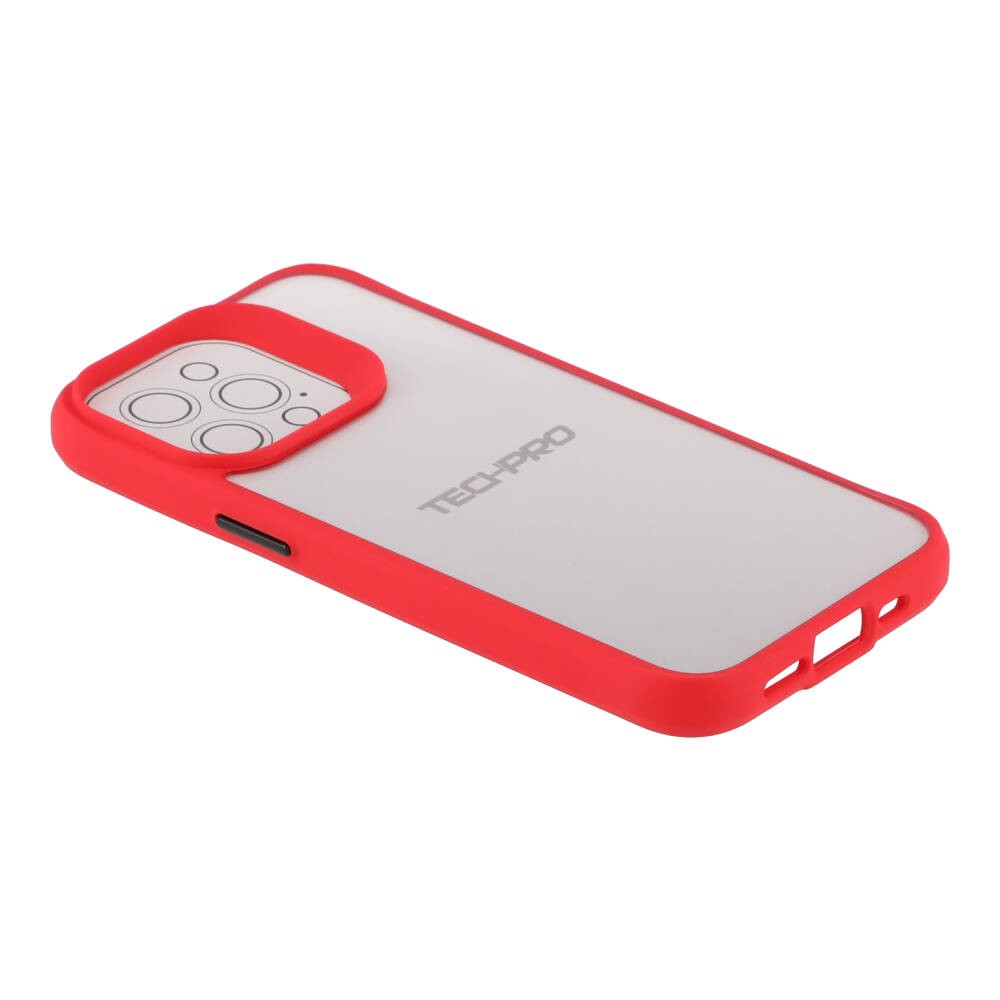 เคสไอโฟน จาก TECHPRO รุ่น TPU Button สำหรับ iPhone 13 Pro (6.1) สี Red with Black Button