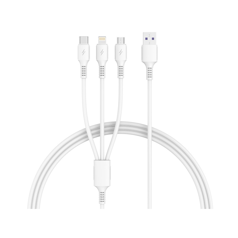 สายชาร์จ VEGER 3-in-1 DATA Cable 1M. White