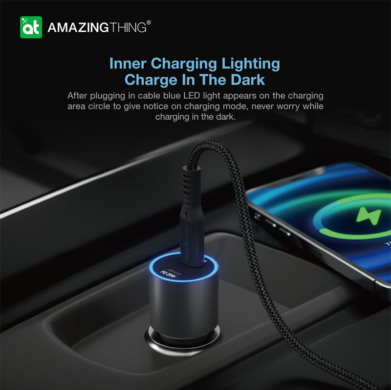 ที่ชาร์จในรถยนต์ AMAZINGthing Car Charger 1 USB-A (QC3.0A) / 1 USB-C ...
