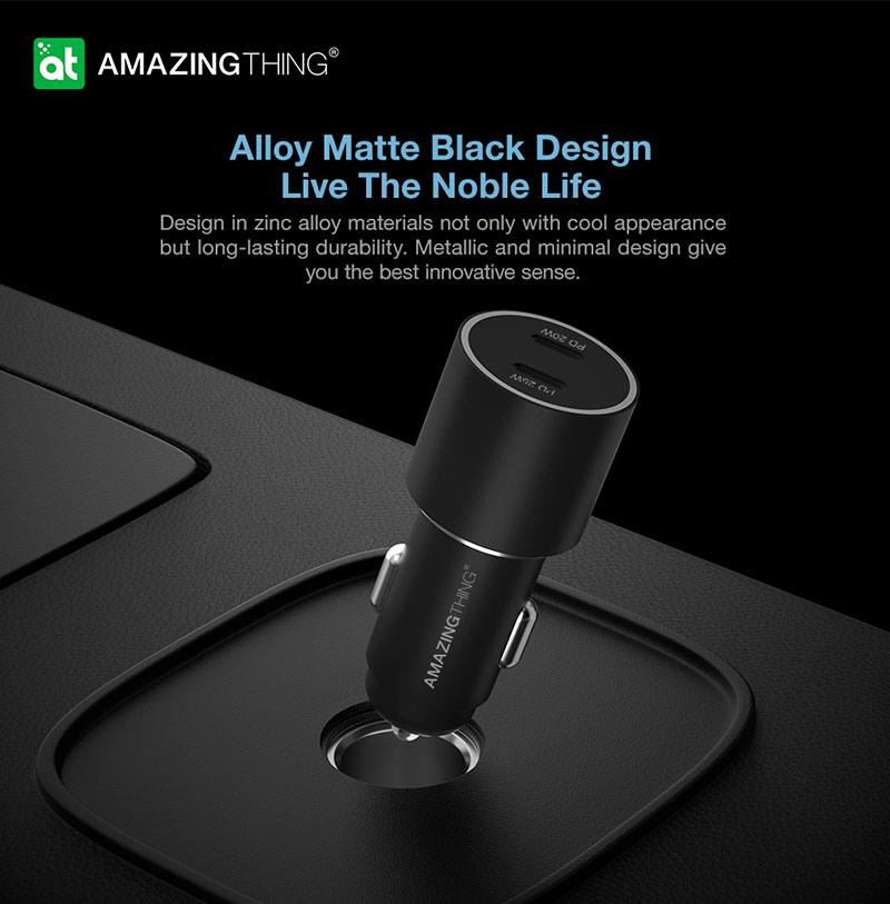 ที่ชาร์จในรถยนต์ AMAZINGthing Car Charger 1 USB-A (QC3.0A) / 1 USB-C ...
