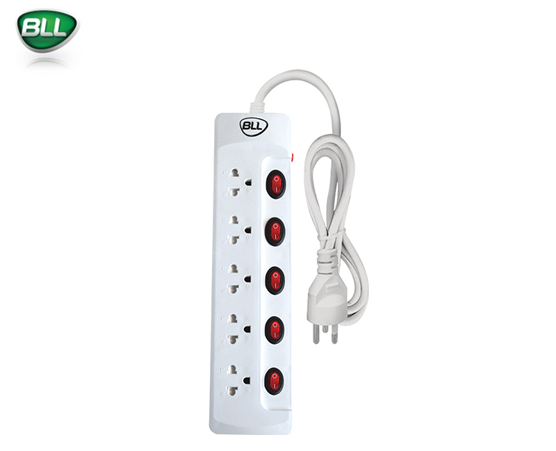 รางปลั๊กไฟ BLL Plug 5 Way 5 Switch 5M. (B12) White