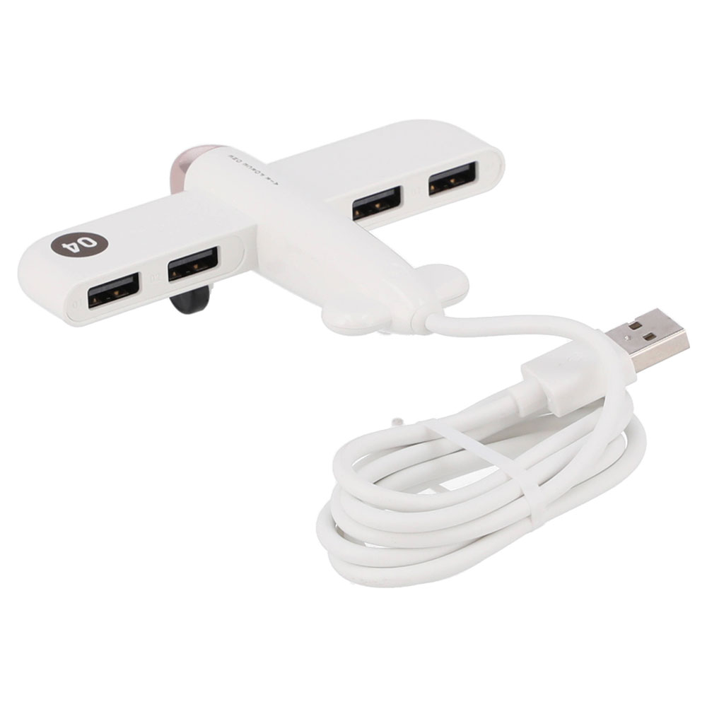 QPLUS Port Hub Airplane 4 Ports USB-A 2.0 - White