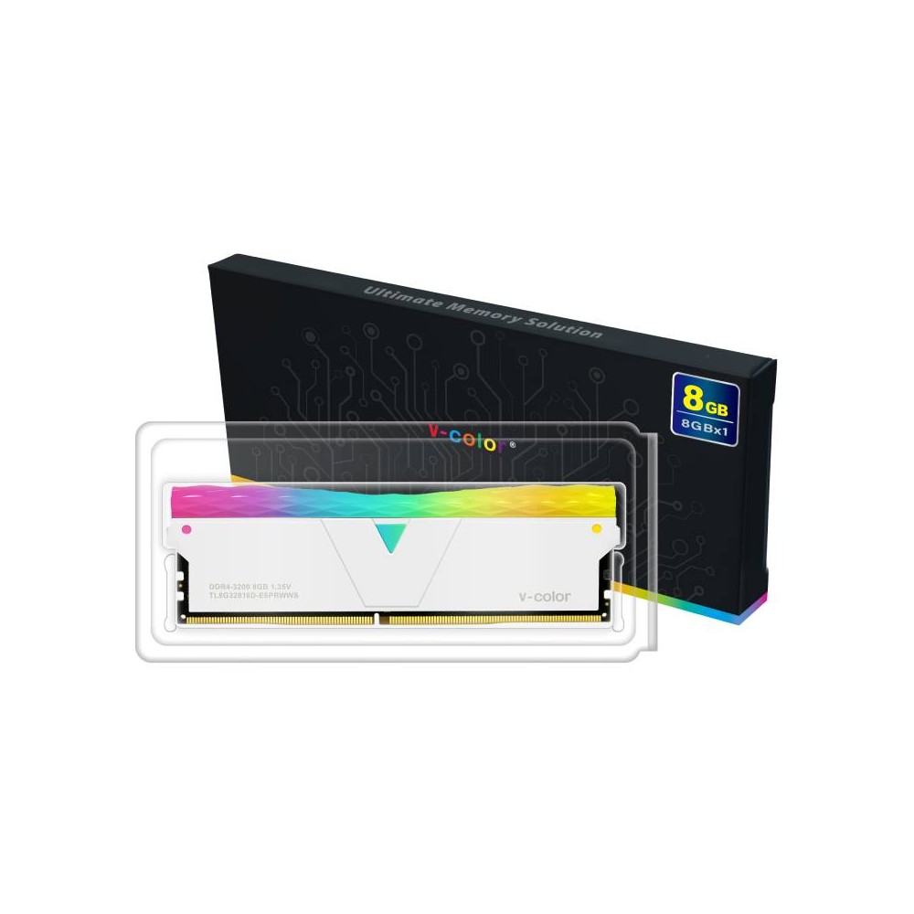 แรมพีซี v-color Ram PC DDR4 8GB/3200MHz CL16 Prism Pro RGB (Glacier White)