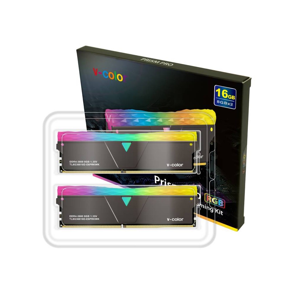 แรมพีซี v-color Ram PC DDR4 16GB/3600MHz CL18 (8GBx2) Prism Pro RGB ...