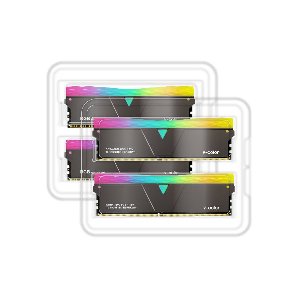 แรมพีซี v-color Ram PC DDR4 16GB/3600MHz CL18 (8GB x2 + Dummy x2) Prism ...