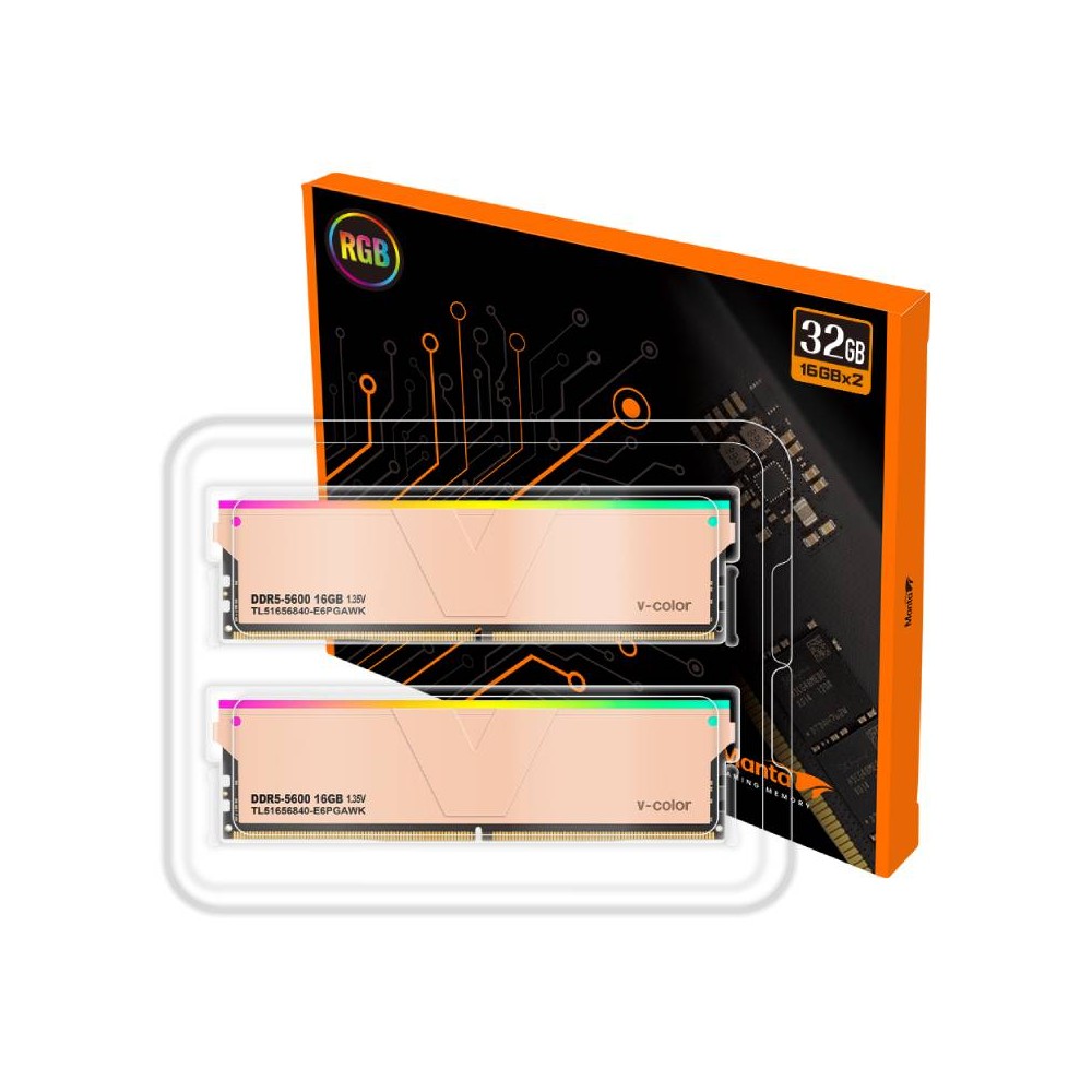 แรมพีซี v-color Ram PC DDR5 32GB/5600MHz CL40 (2x16GB) Golden Armis RGB