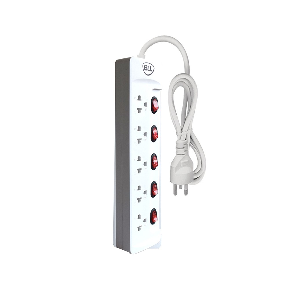รางปลั๊กไฟ BLL Plug 5 Way 5 Switch 5M. (B12) White