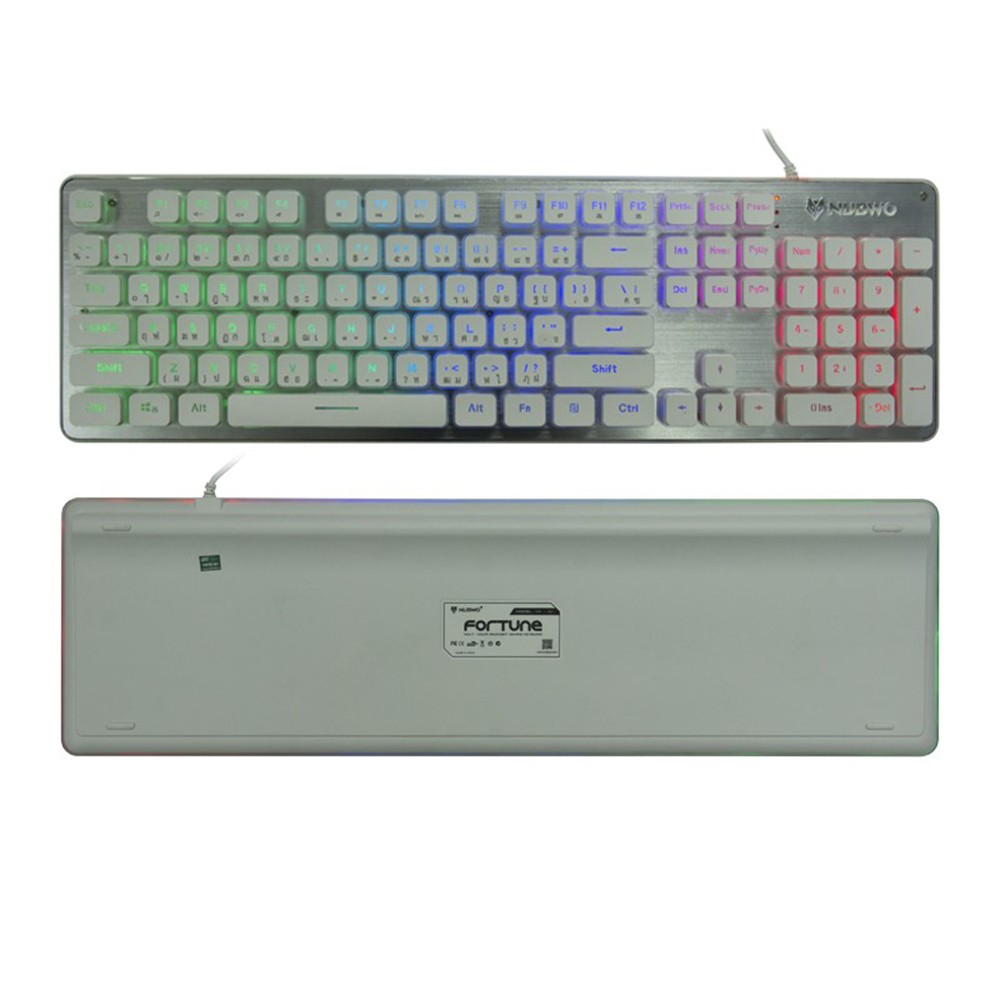 คีย์บอร์ดเกมมิ่ง Nubwo Gaming Keyboard Fortune NK-32 Silver/White