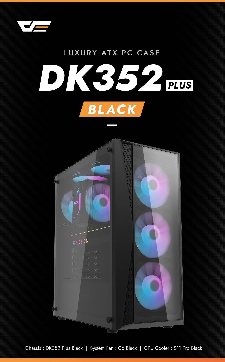 เคสคอมพิวเตอร์ DK352 Plus Black ATX PC Case