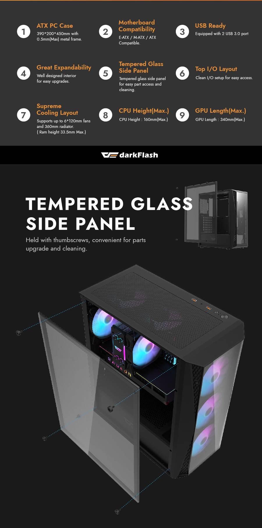 เคสคอมพิวเตอร์ DK352 Plus Black ATX PC Case