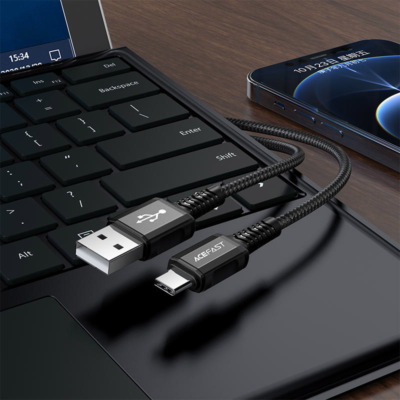 สายชาร์จ ACEFAST USB-A to USB-C Cable Data 1.2M. Black