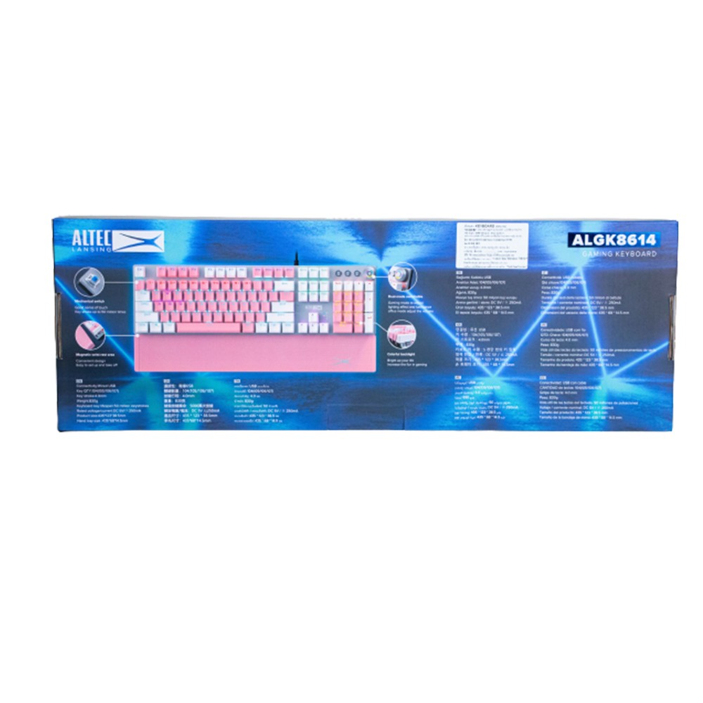 คีย์บอร์ดเกมมิ่ง Altec Lansing Gaming Keyboard ALGK8614 White/Pink