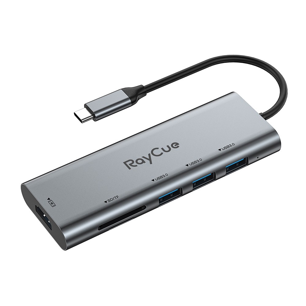 Raycue Port Hub 6-in-1 USB-C to 3x USB-A + SD/TF + HDMI (HXD-RC2601) Silver