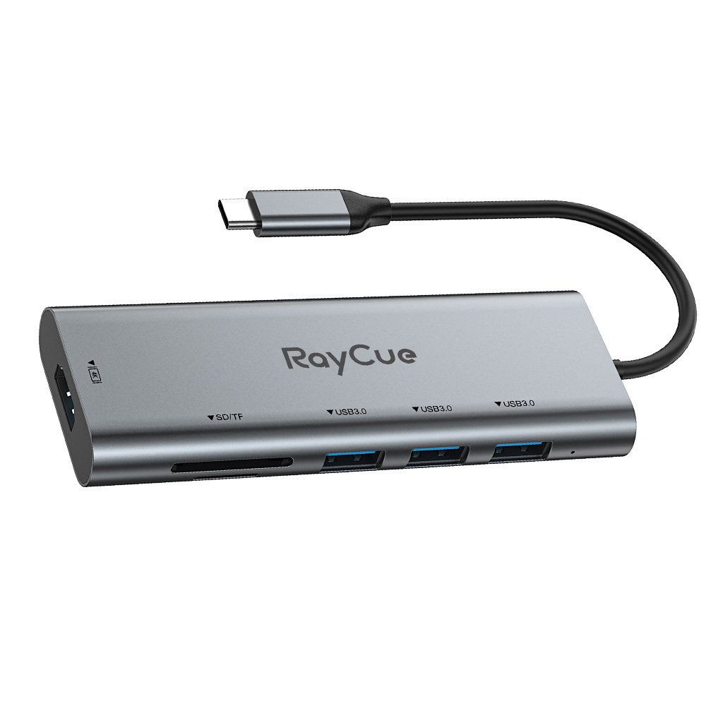 Raycue Port Hub 6-in-1 USB-C to 3x USB-A + SD/TF + HDMI (HXD-RC2601) Silver