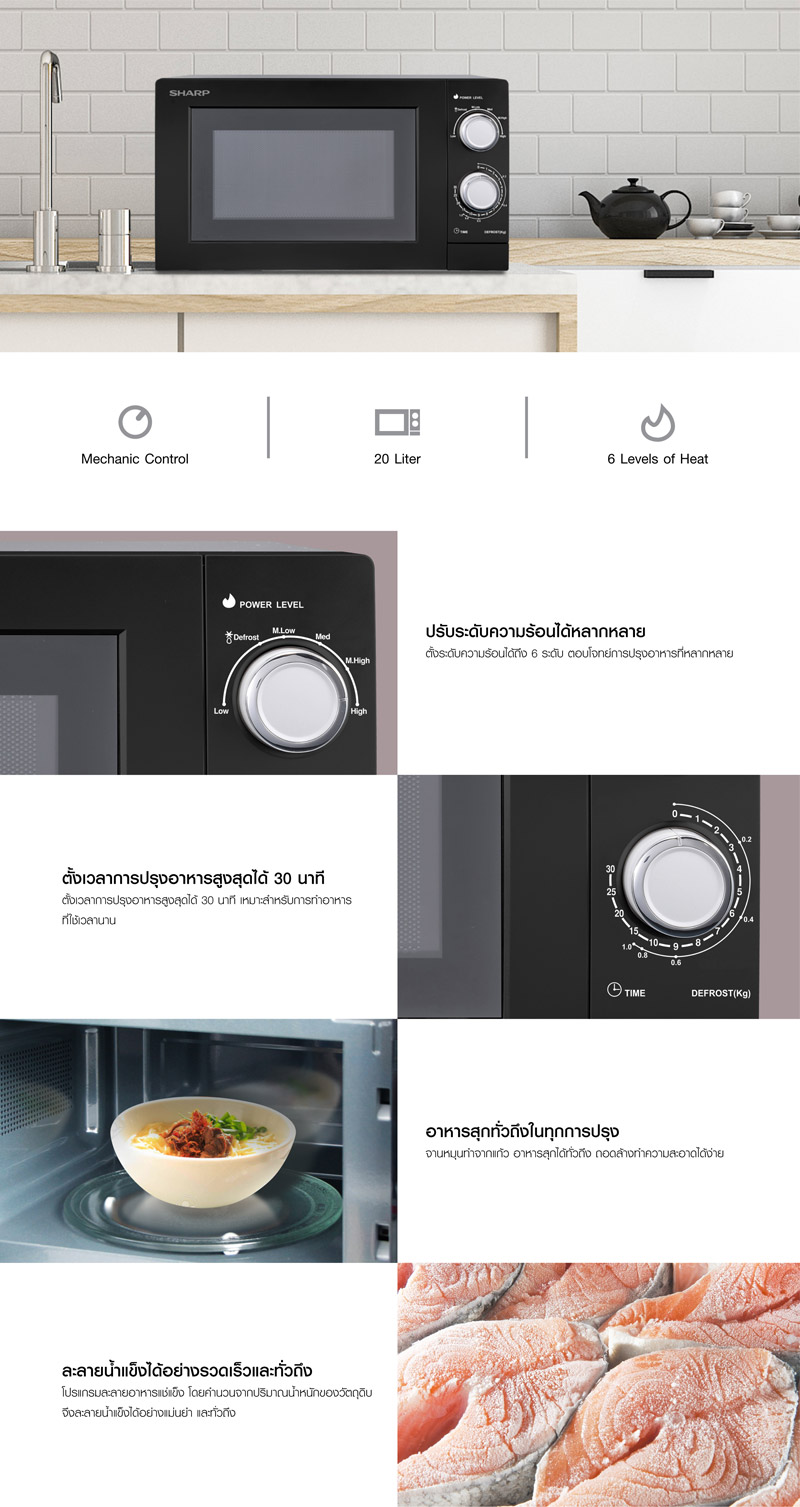 SHARP ไมโครเวฟ รุ่น 20L R-219EX(K) Black