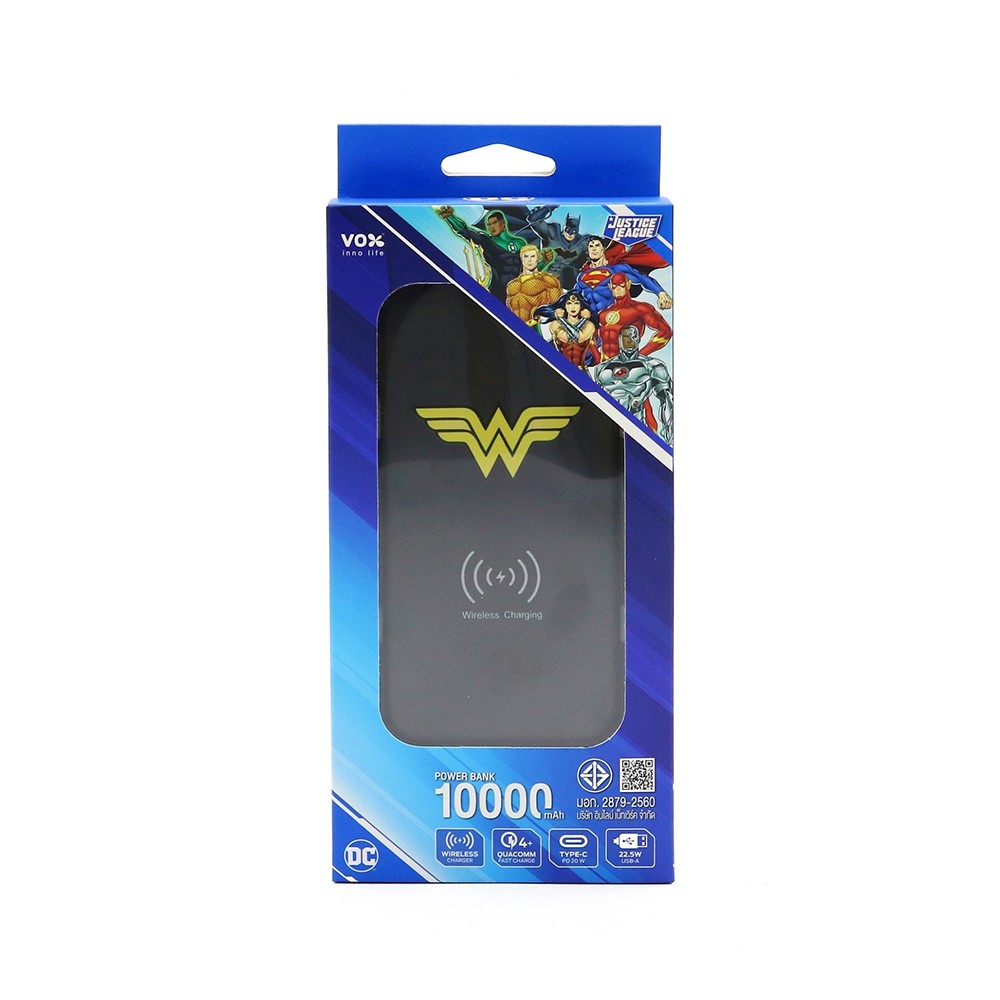 พาวเวอร์แบงค์ VOX ความจุ 10,000 mAh Wireless Charger / WONDERWOMAN