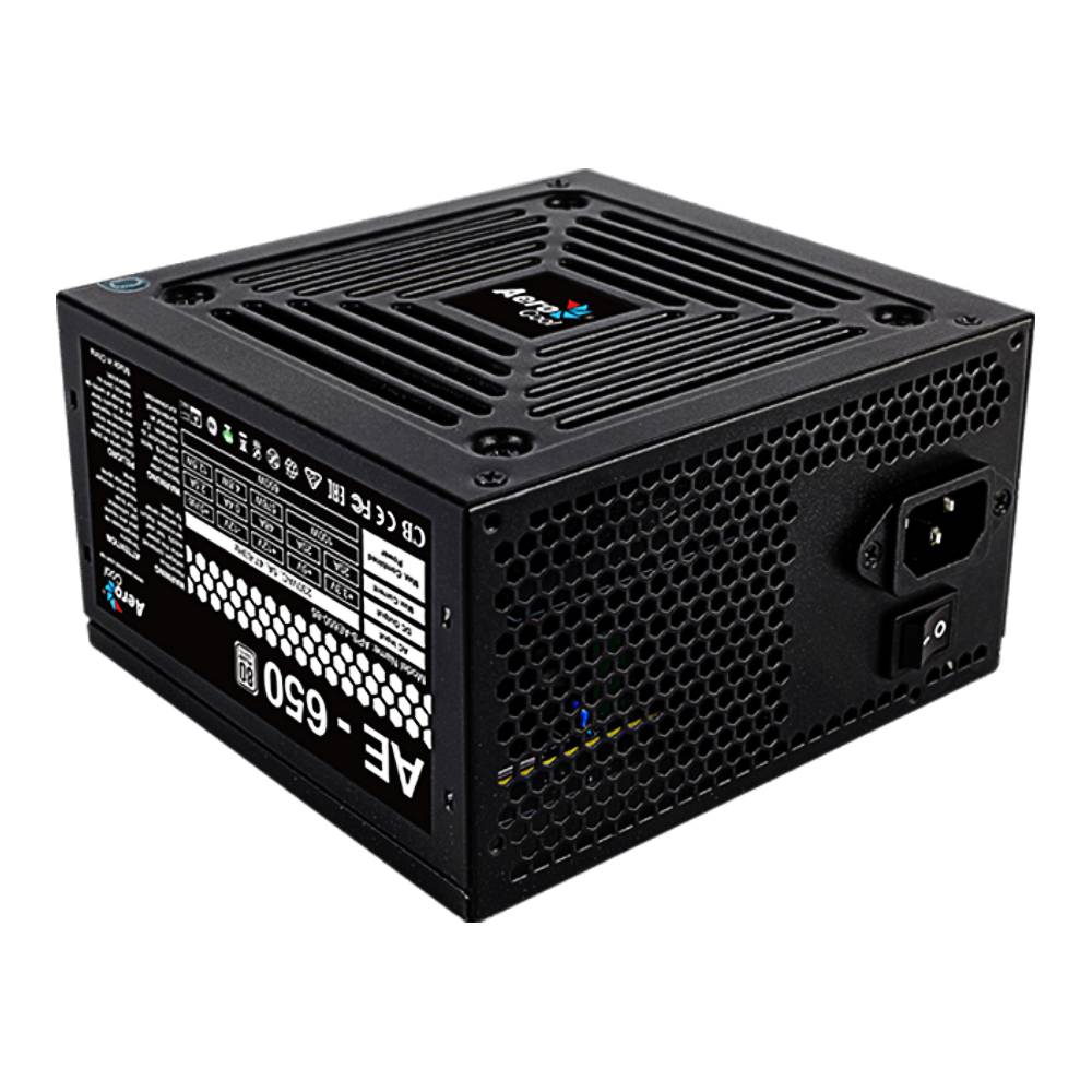 อุปกรณ์จ่ายไฟ AeroCool Power Supply AE 650Watt 80 Plus - 3 Year
