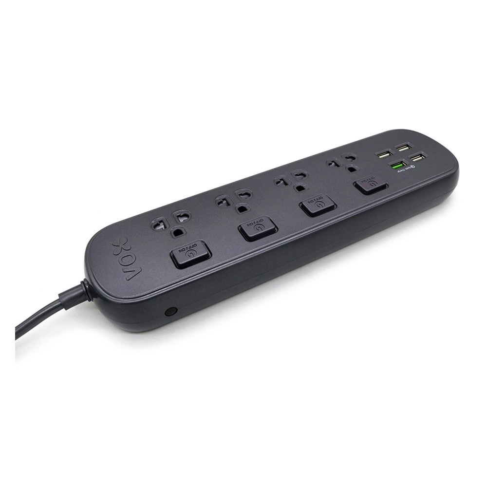 รางปลั๊กไฟ Vox Plug 4 Way 4 Switch 4 USB 3M. City Life CT-444 Gray