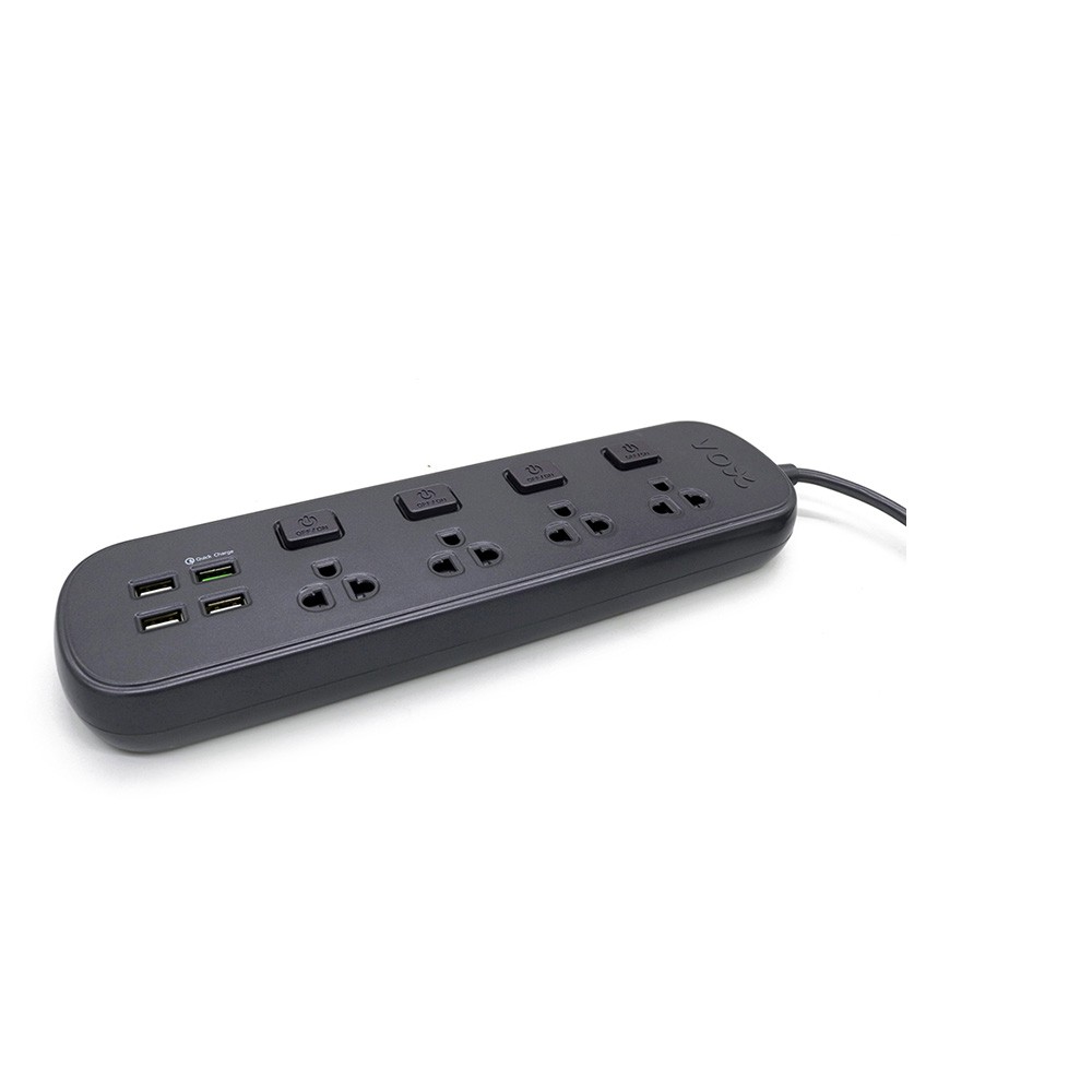 รางปลั๊กไฟ Vox Plug 4 Way 4 Switch 4 USB 3M. City Life CT-444 Gray