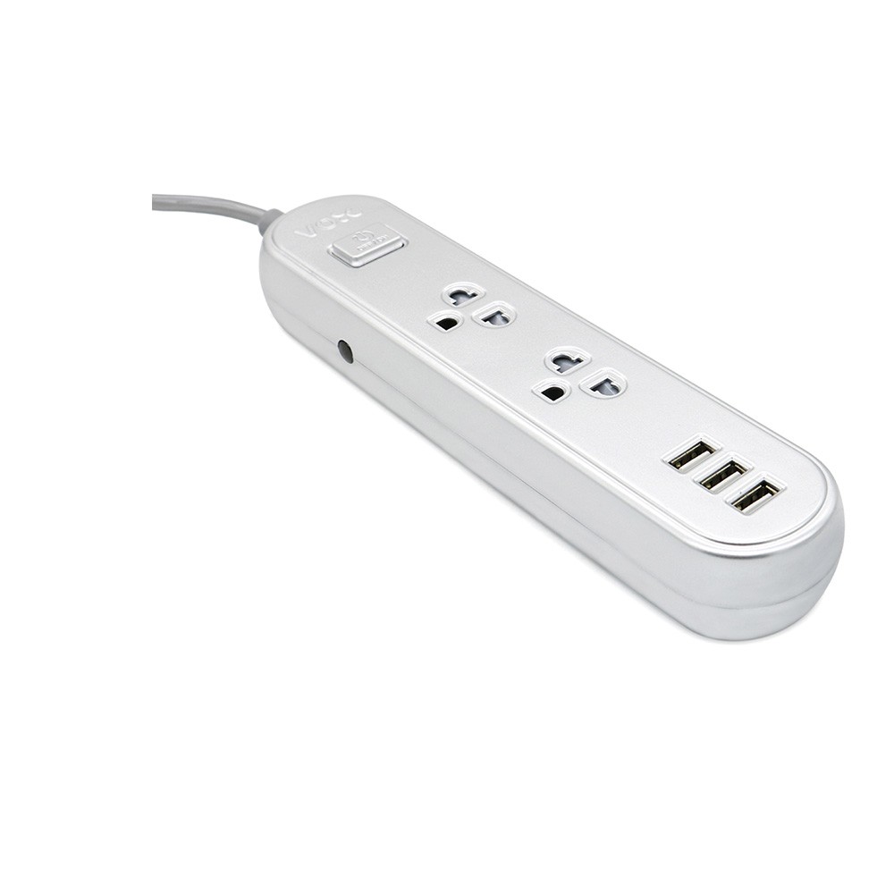 รางปลั๊กไฟ Vox Plug 2 Way 1 Switch 2 USB 2M. City Life TA-123 Metallic