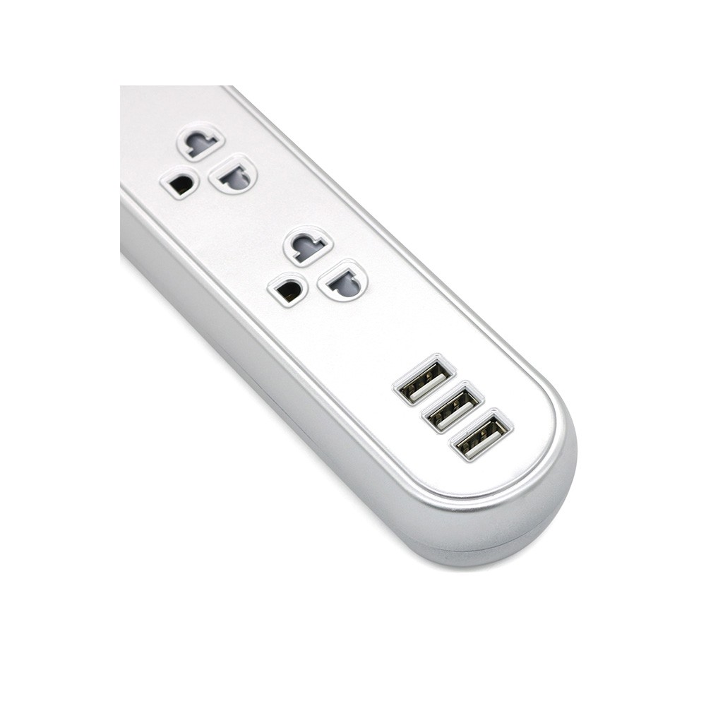 รางปลั๊กไฟ Vox Plug 2 Way 1 Switch 2 USB 2M. City Life TA-123 Metallic
