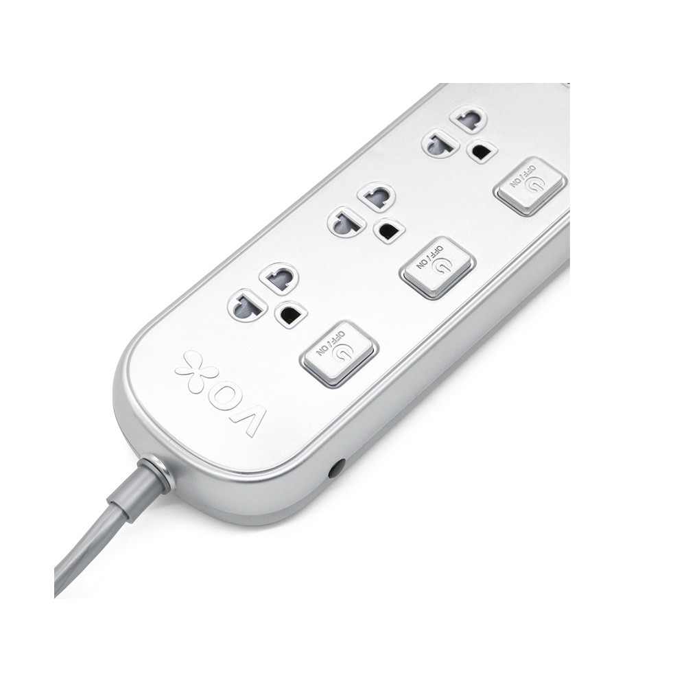 รางปลั๊กไฟ Vox Plug 4 Way 5 Switch 2 USB 3M. City Life CT-452 Metallic