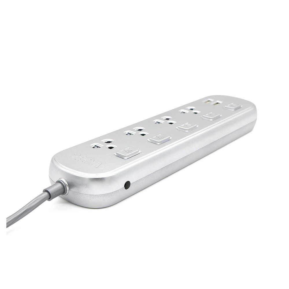 รางปลั๊กไฟ Vox Plug 4 Way 5 Switch 2 USB 3M. City Life CT-452 Metallic