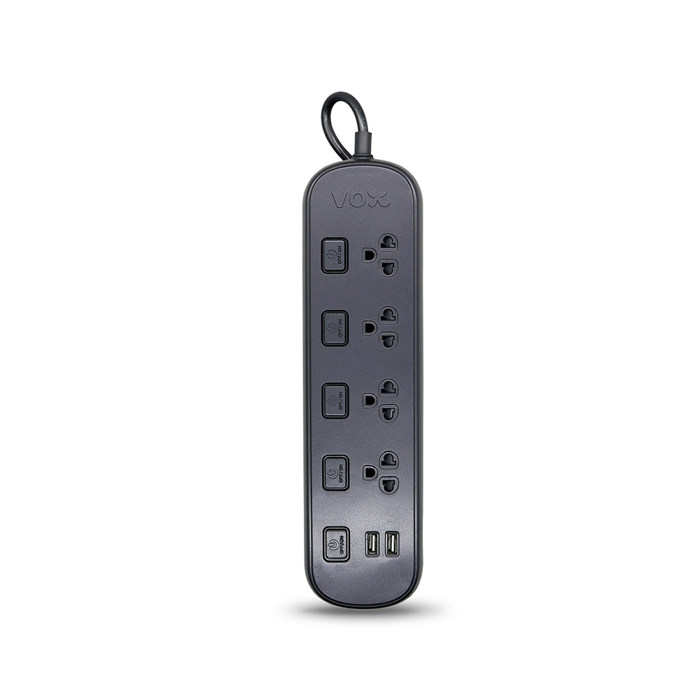 รางปลั๊กไฟ Vox Plug 4 Way 5 Switch 2 USB 3M. City Life CT-452 Gray