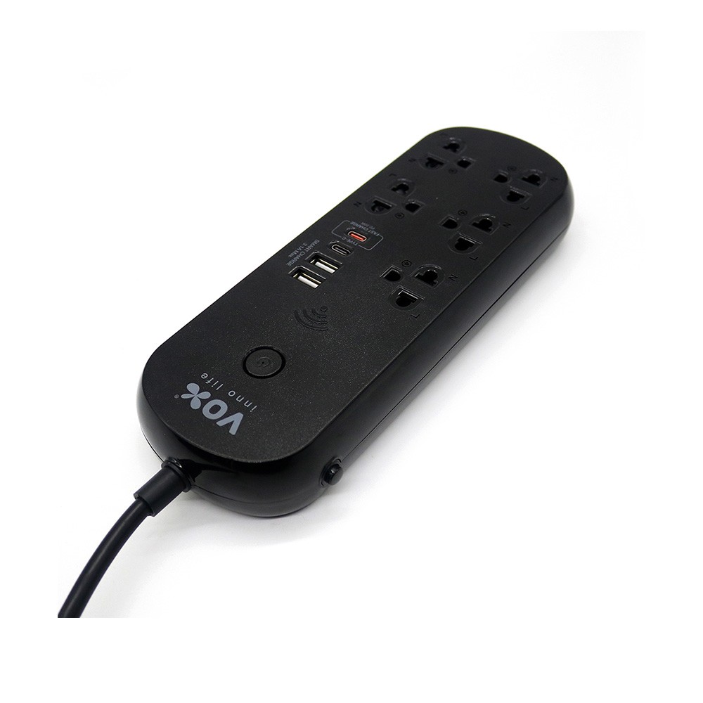 รางปลั๊กไฟ Nova iOT 1Switch 5Outlet 2USB 1Type-C PD20W Fast Charge Black