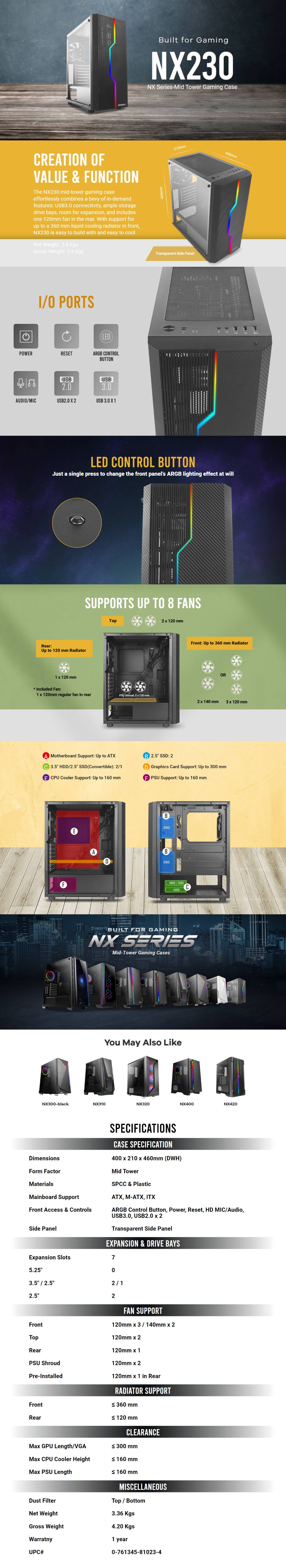เคสคอมพิวเตอร์ Antec Computer Case NX230