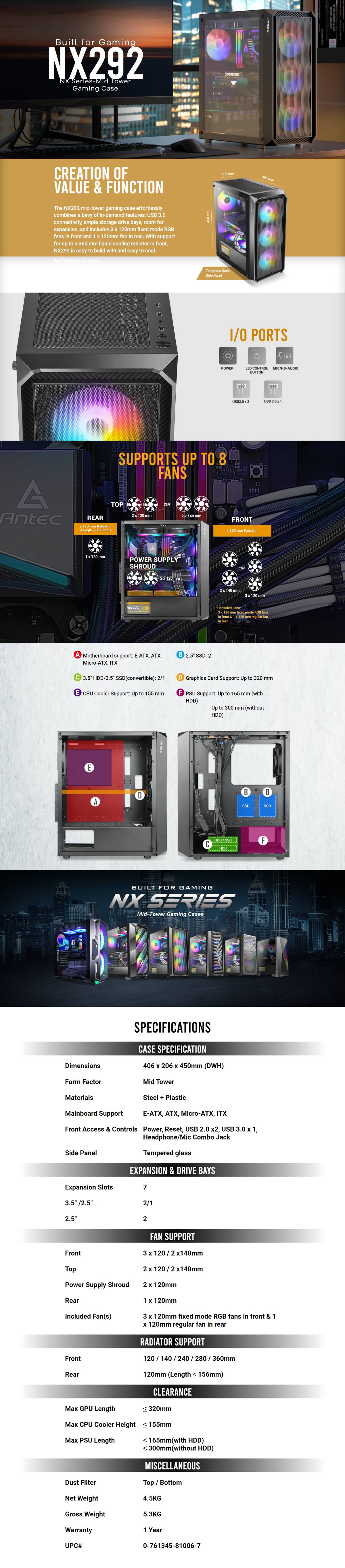เคสคอมพิวเตอร์ Antec Computer Case NX292