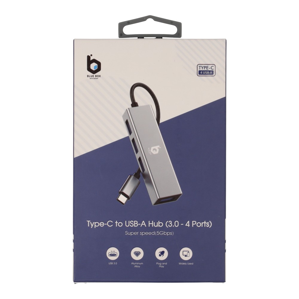 Blue Box Port Hub Type-C to USB-A 3.0 4 Ports - Silver Gray