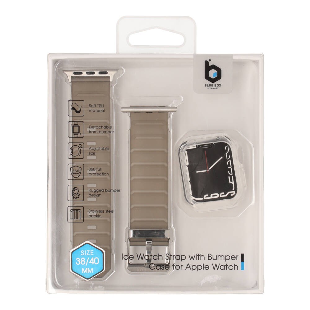 สายและเคสแอปเปิ้ลวอช Blue Box Ice Watch Strap with Bumper Matted สำหรับ ...
